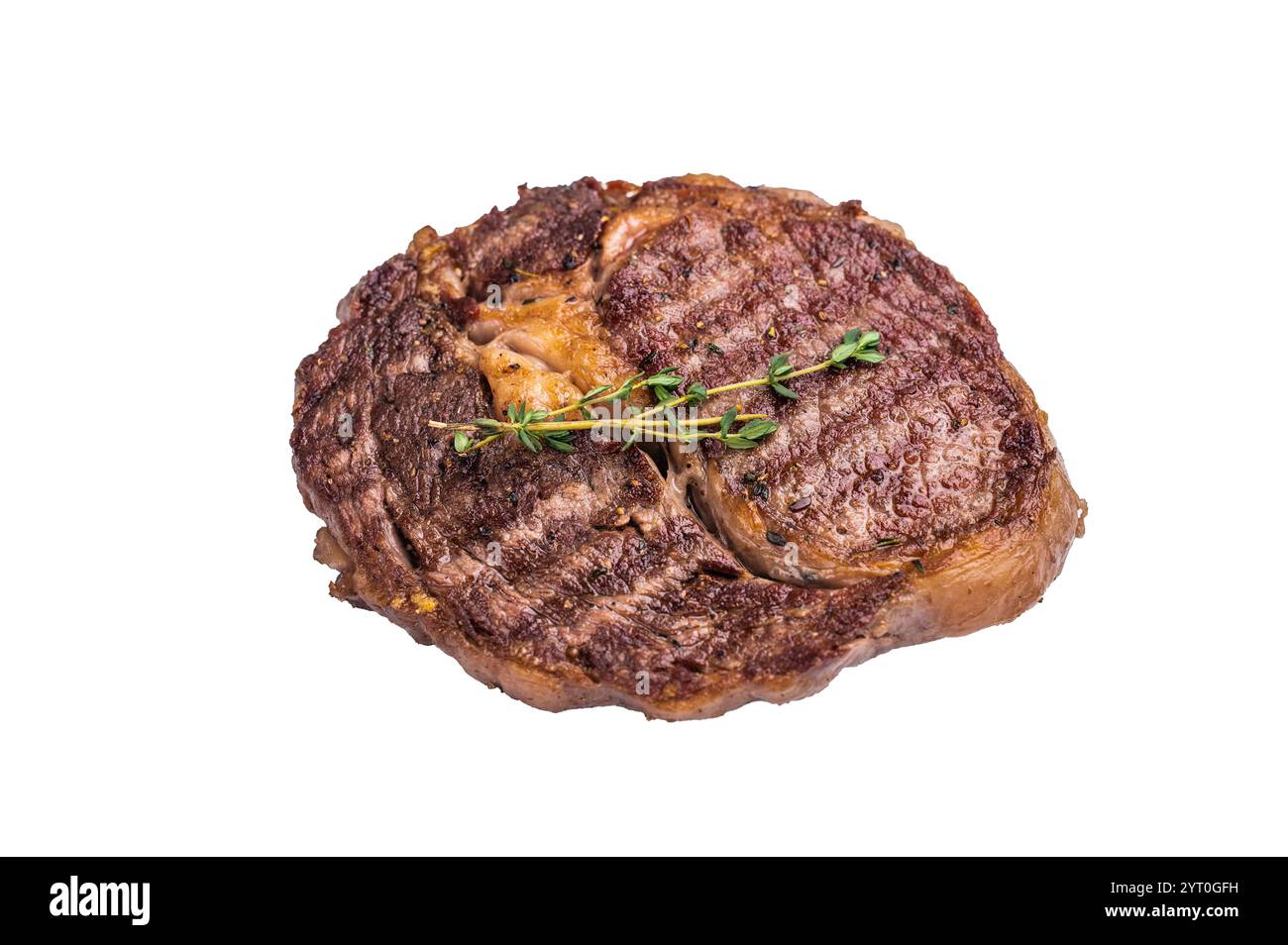 Grilled Rib eye steak with herbs, roast prime beef meat isolated on ...