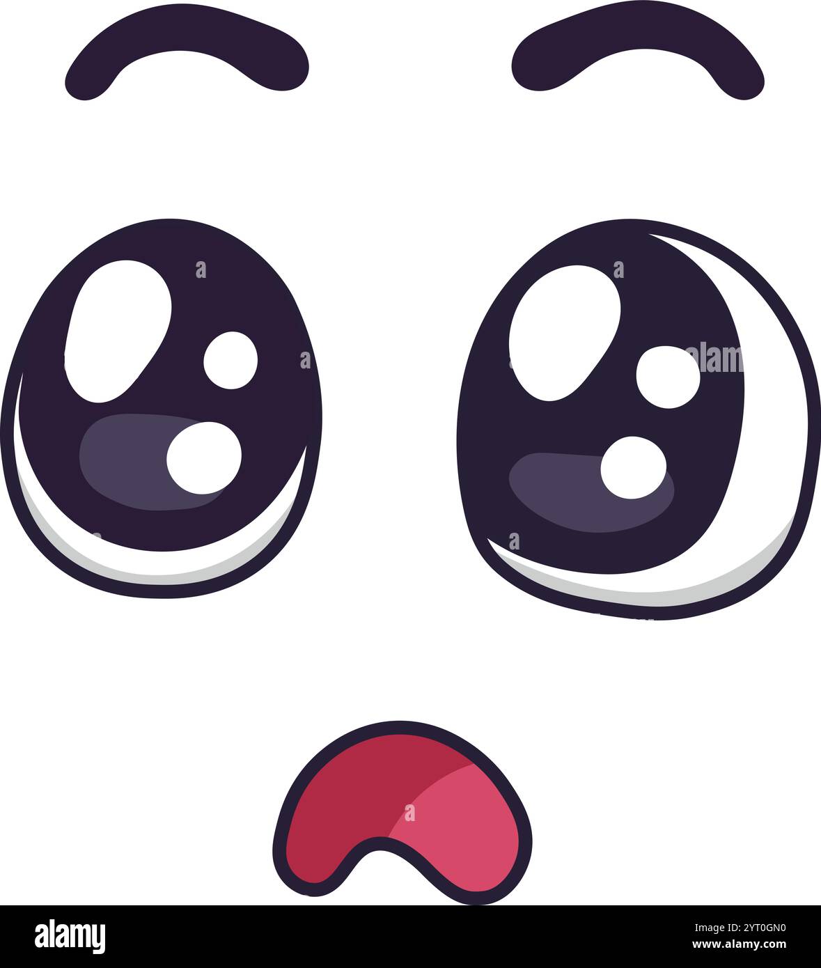 Confused cartoon face expressing a sad mood with big, surprised eyes ...