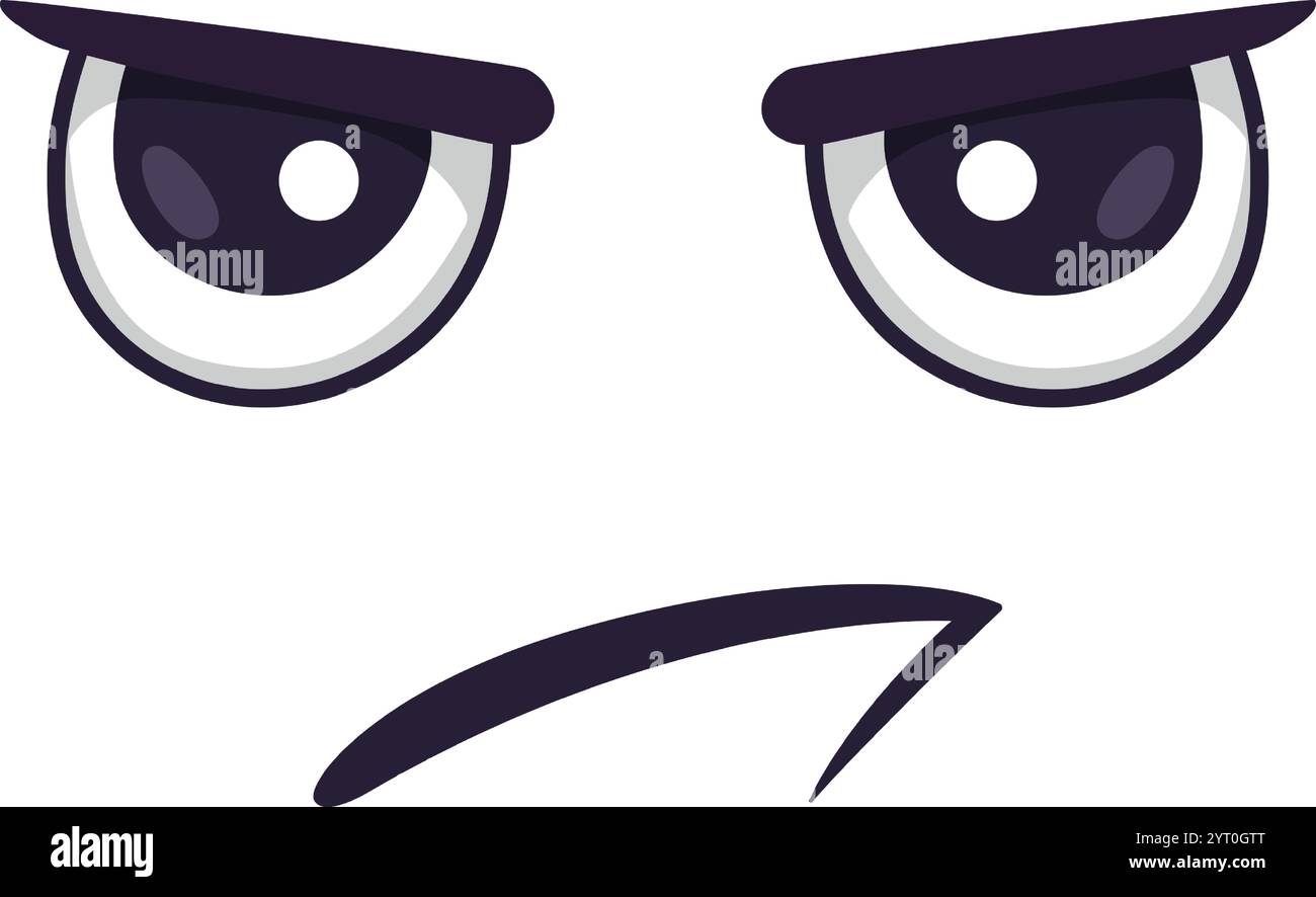 Cartoon face with frowning mouth and eyebrows showing an angry ...