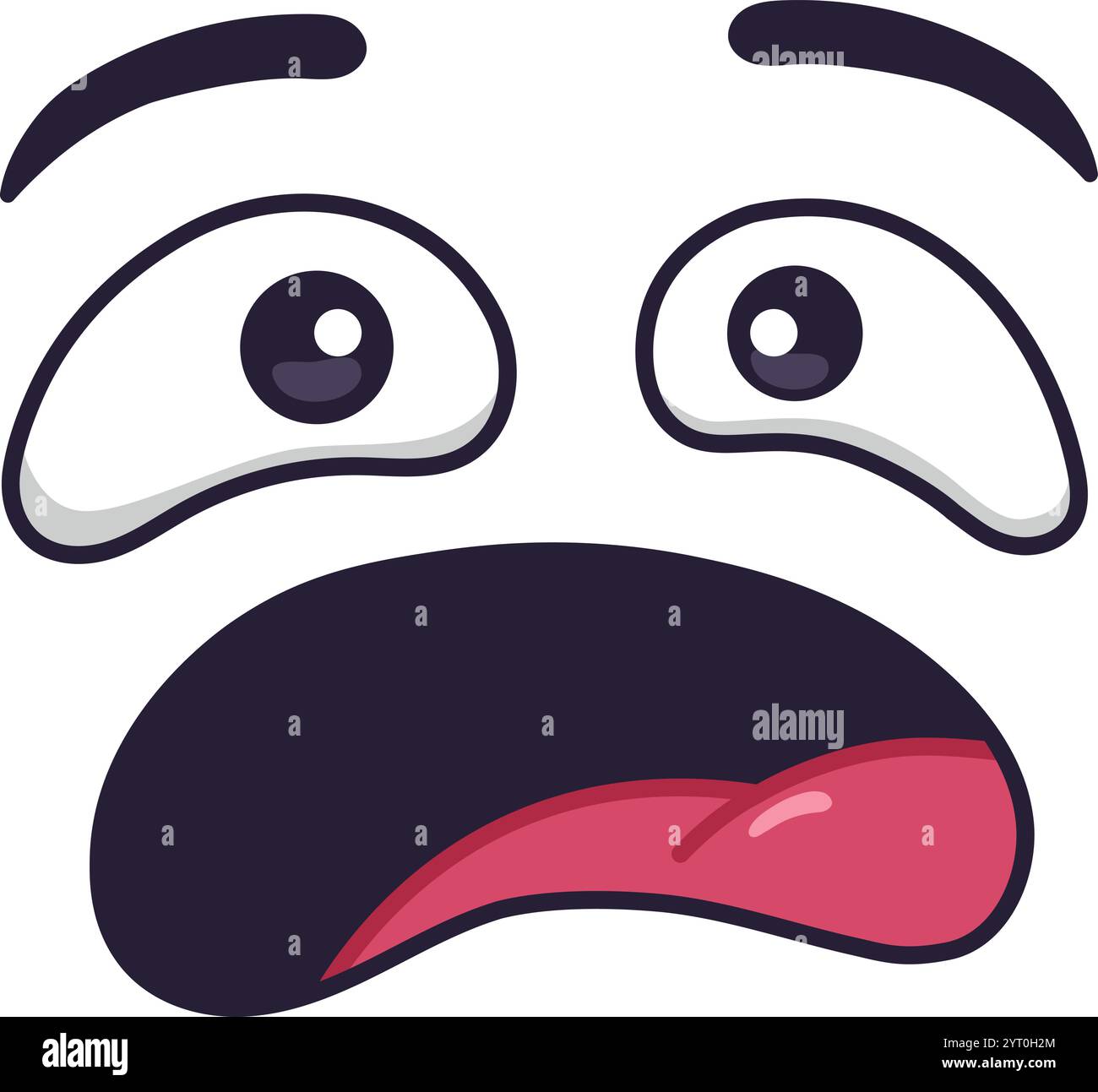 Cartoon face expressing disgust and surprise with wide open eyes ...