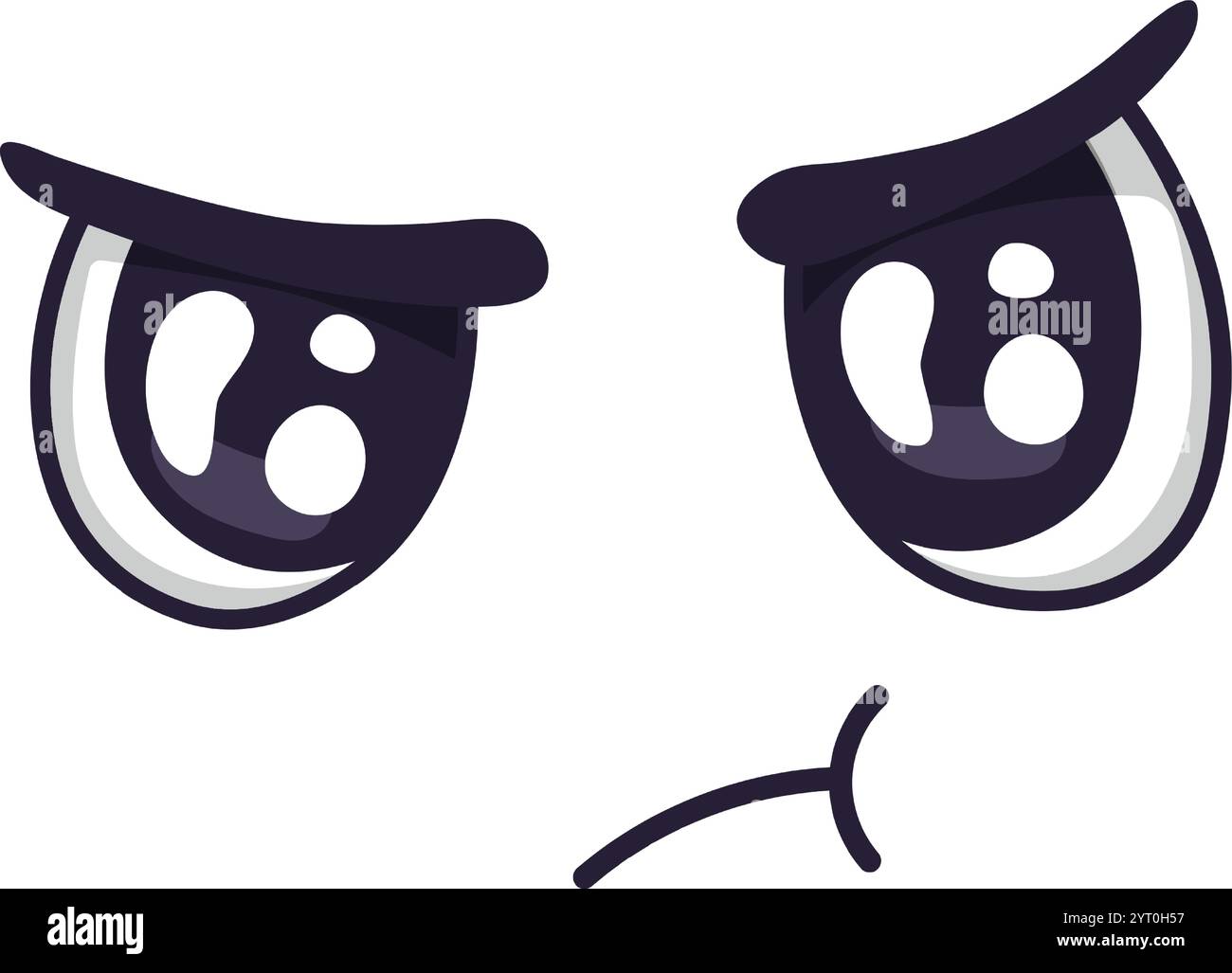 Cartoon face expressing annoyance, featuring sad, downturned eyes and a ...