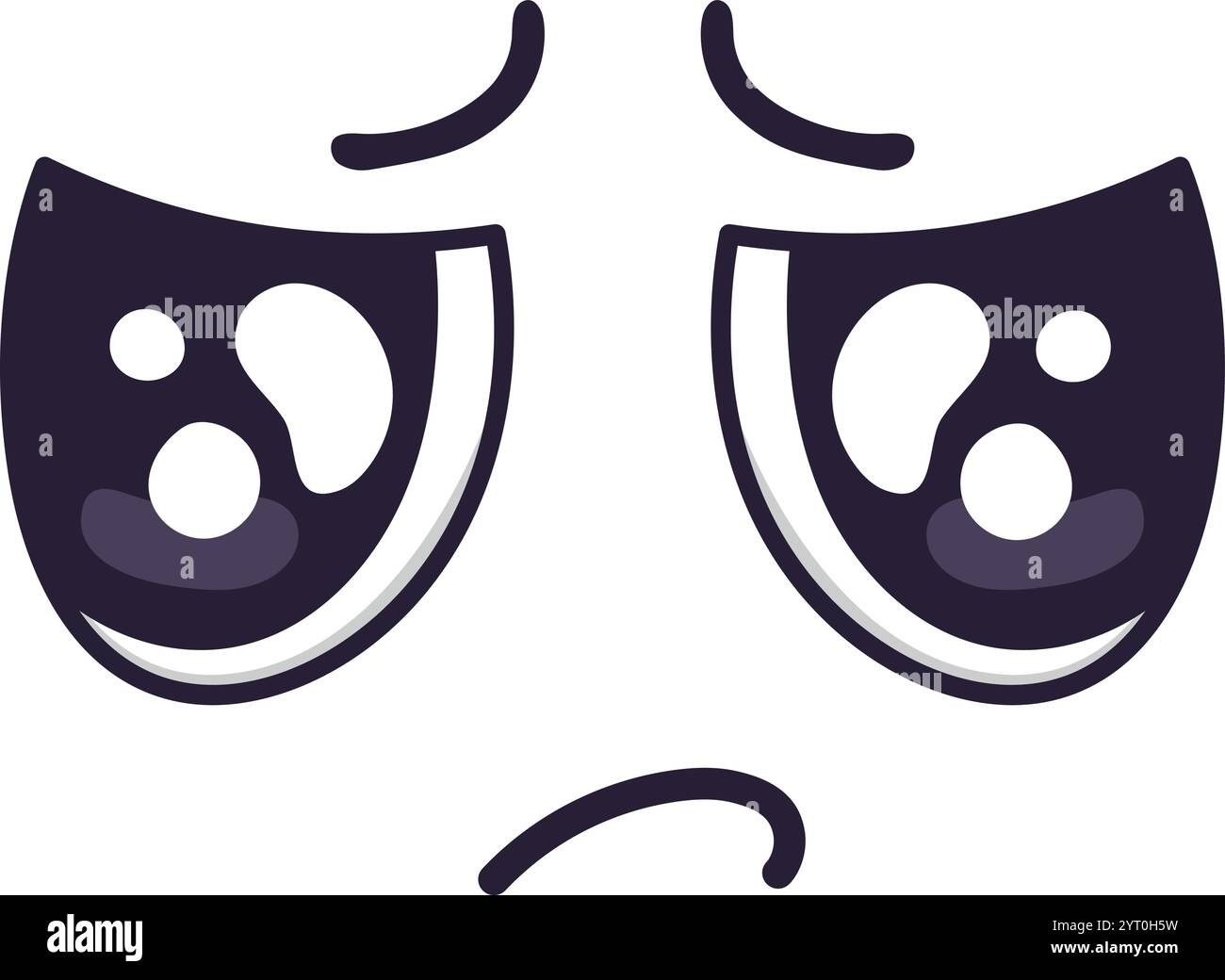 Cartoon face is expressing sadness and disappointment with crying eyes ...