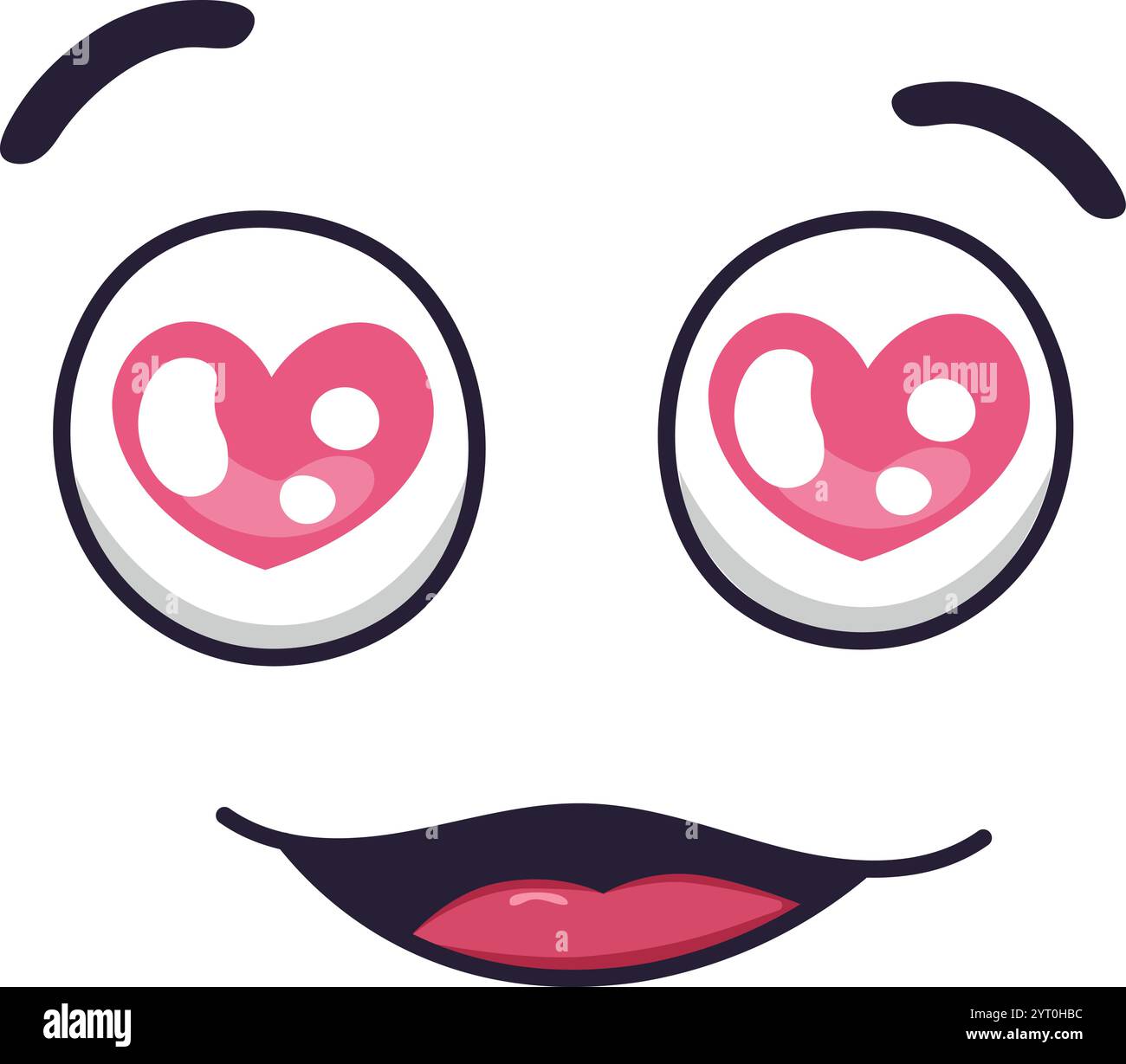 Cartoon face expressing love and affection with heart shaped eyes ...