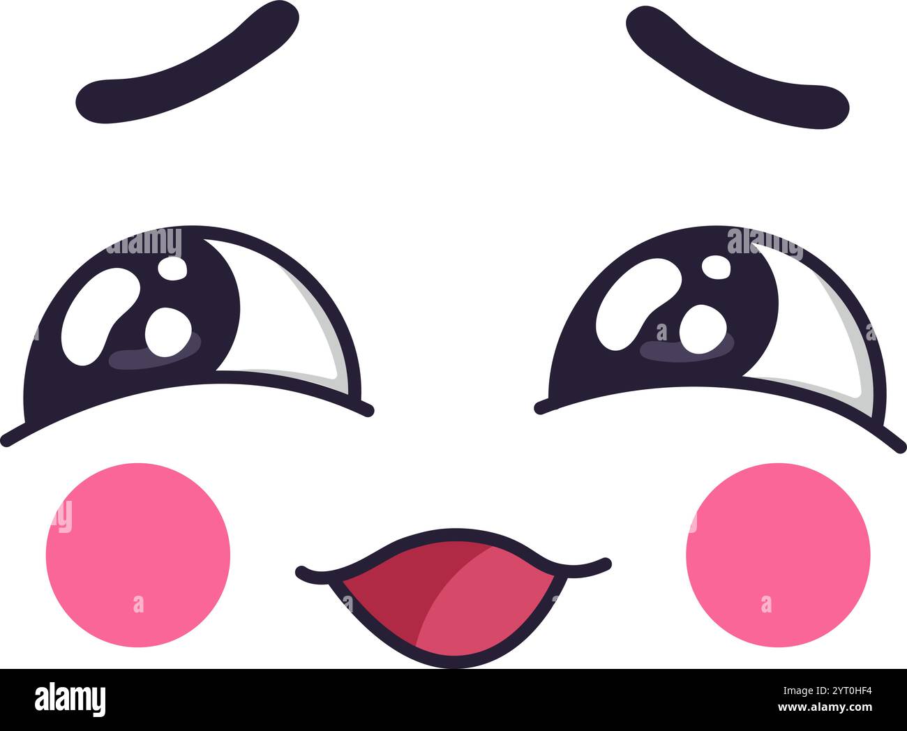 Cartoon face with pink cheeks. Slanted eyebrows. And big. Expressive ...