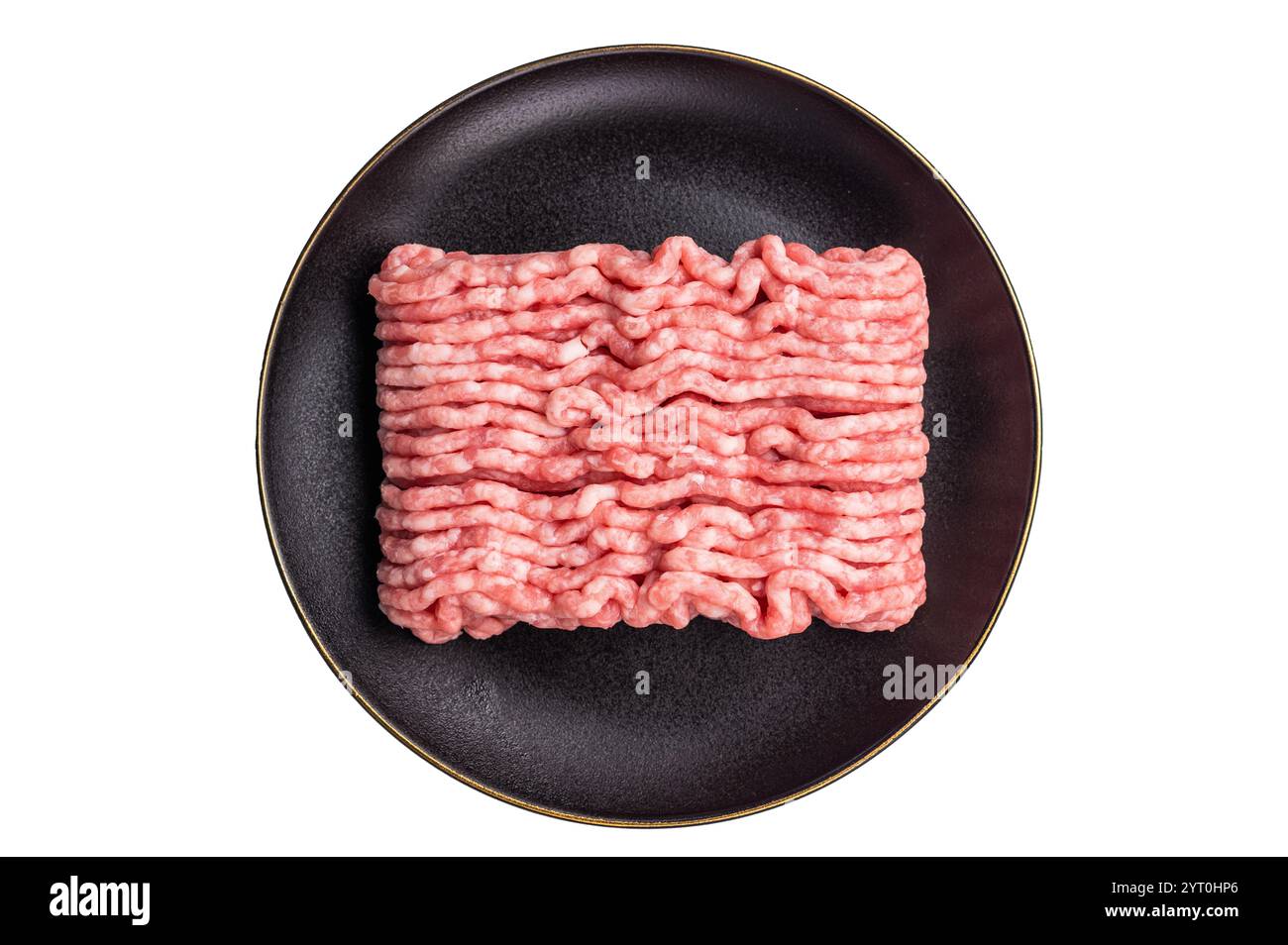 Raw mince beef meat, fresh mincemeat in plate isolated on white ...