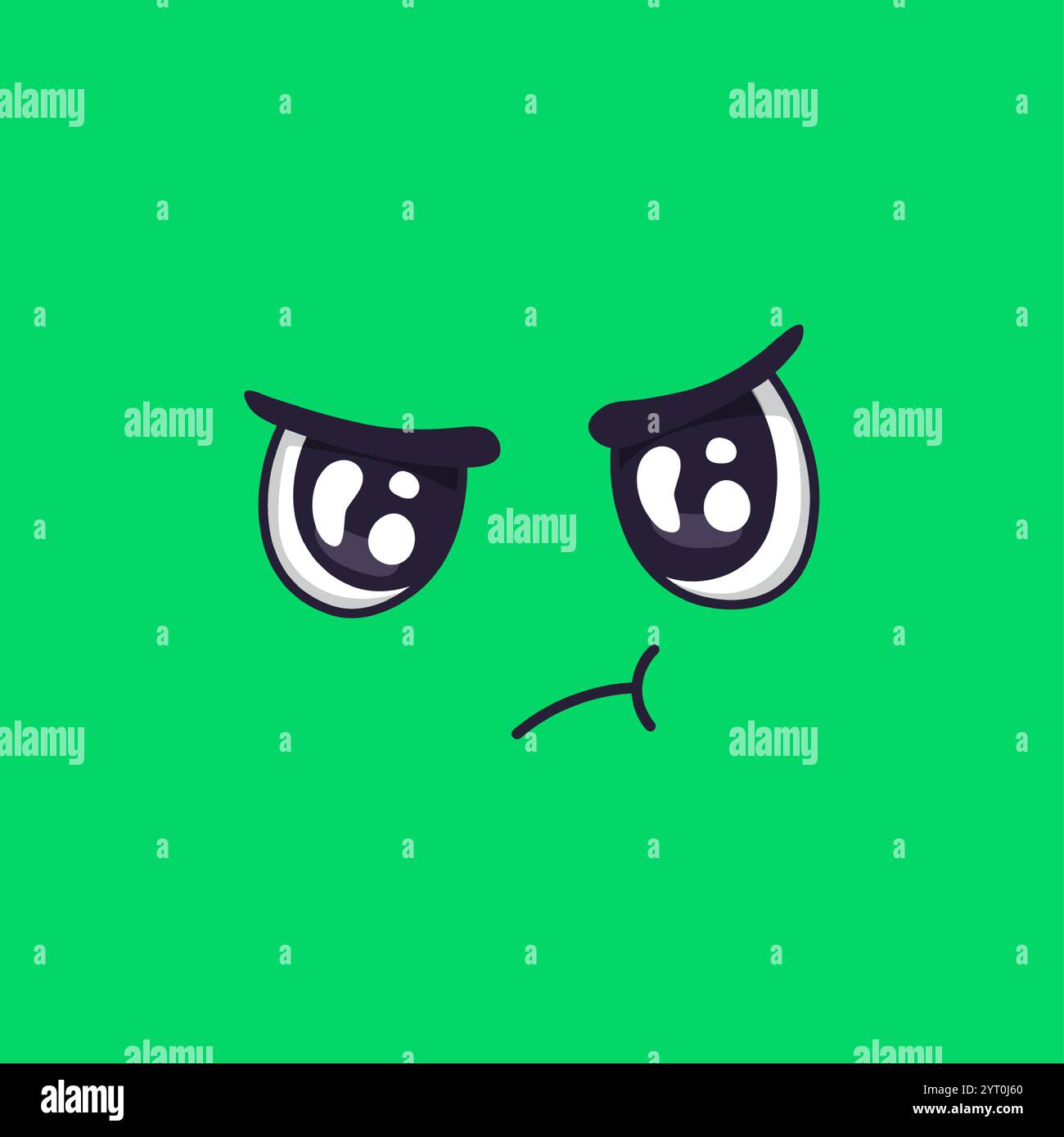 Cartoon face showing an angry mood with frowning eyebrows and closed ...