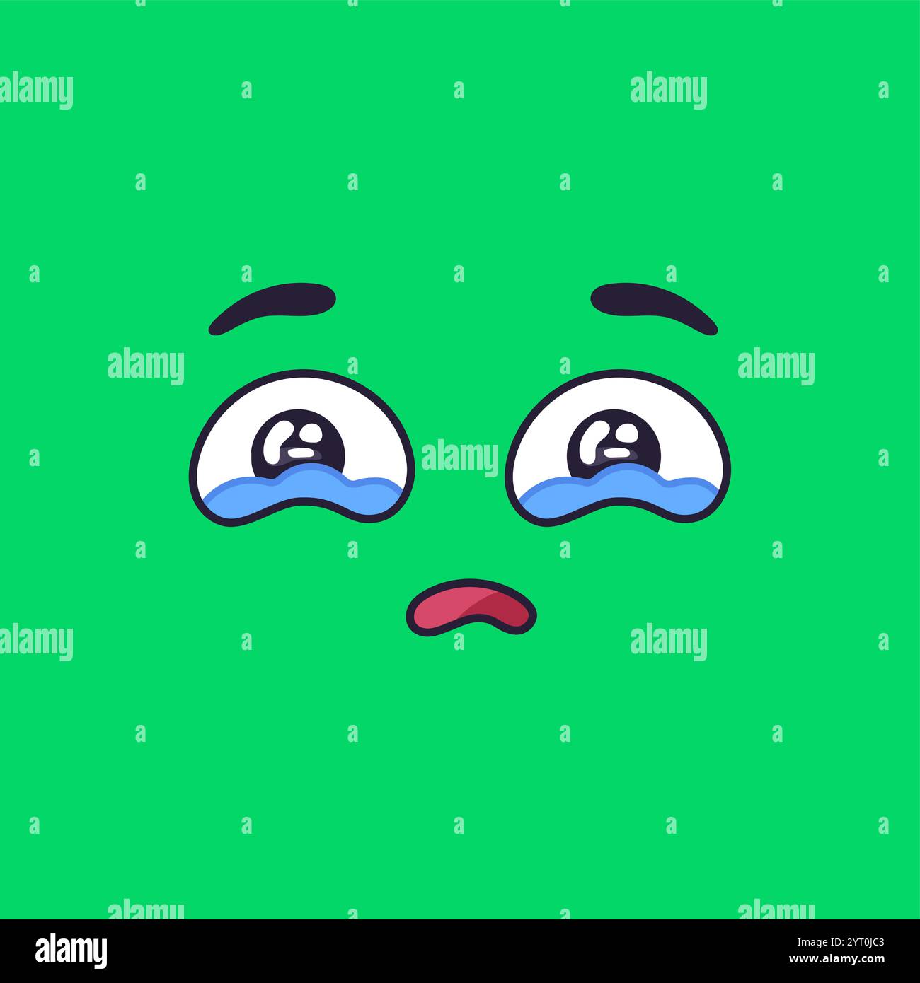 Cartoon face illustration conveying sadness and sorrow with crying eyes ...