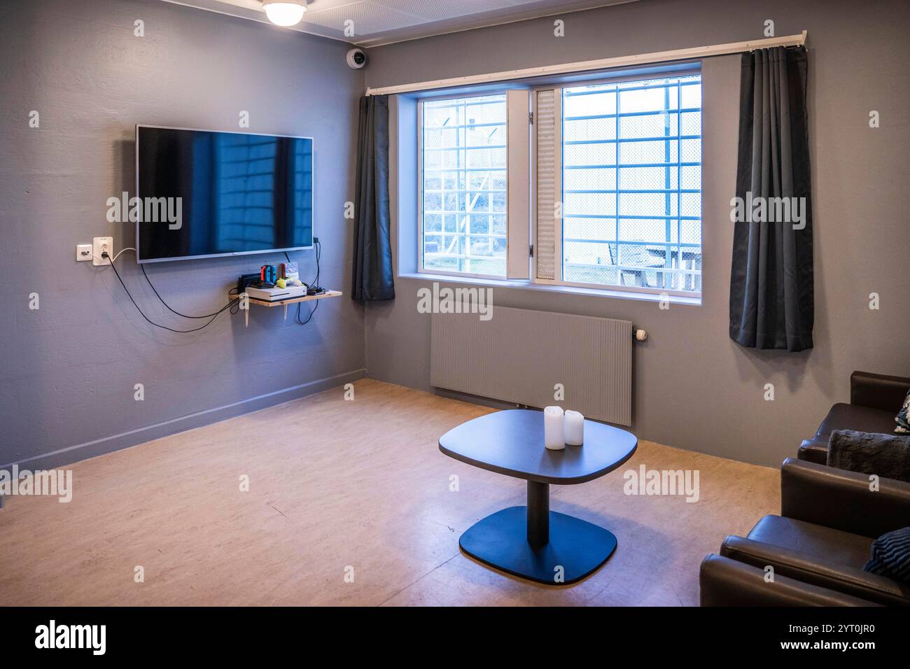 A view of the TV room in Ringerike prison in the cell facility where ...
