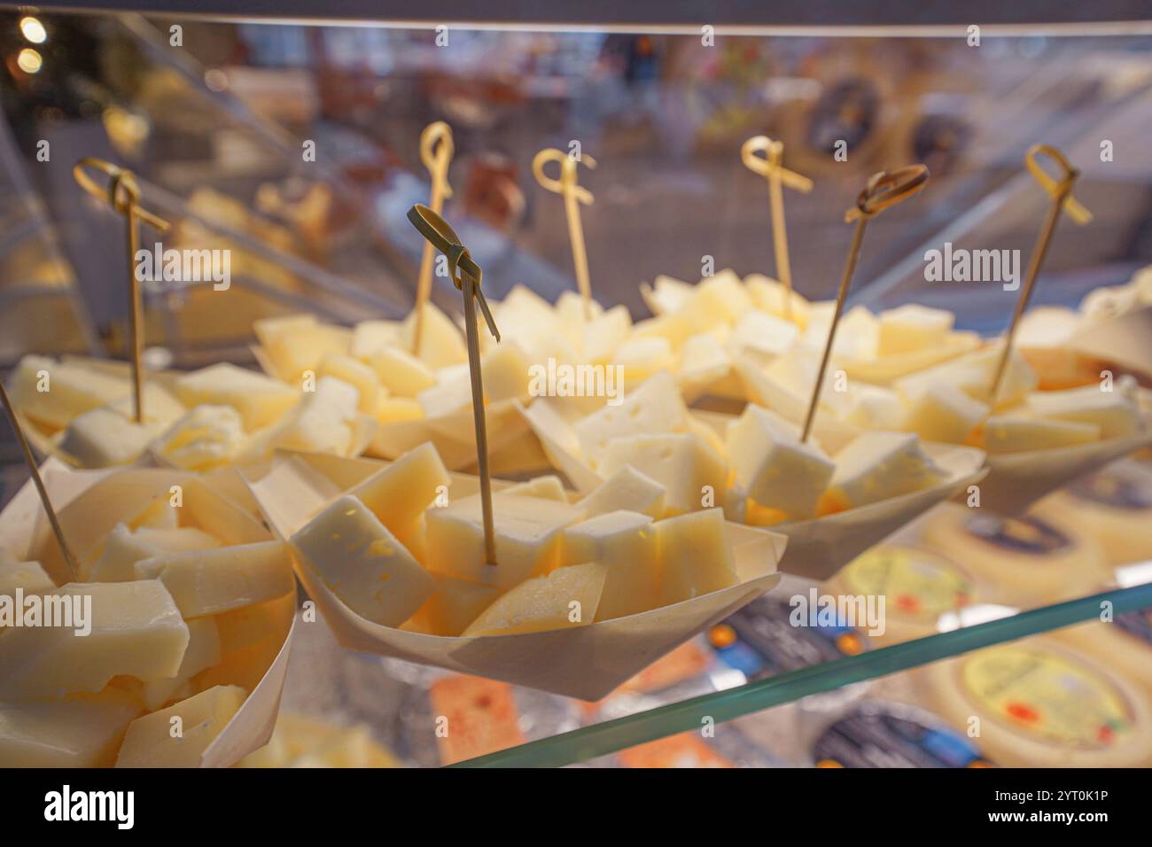 Take away portions with Cheese blocks Stock Photo - Alamy