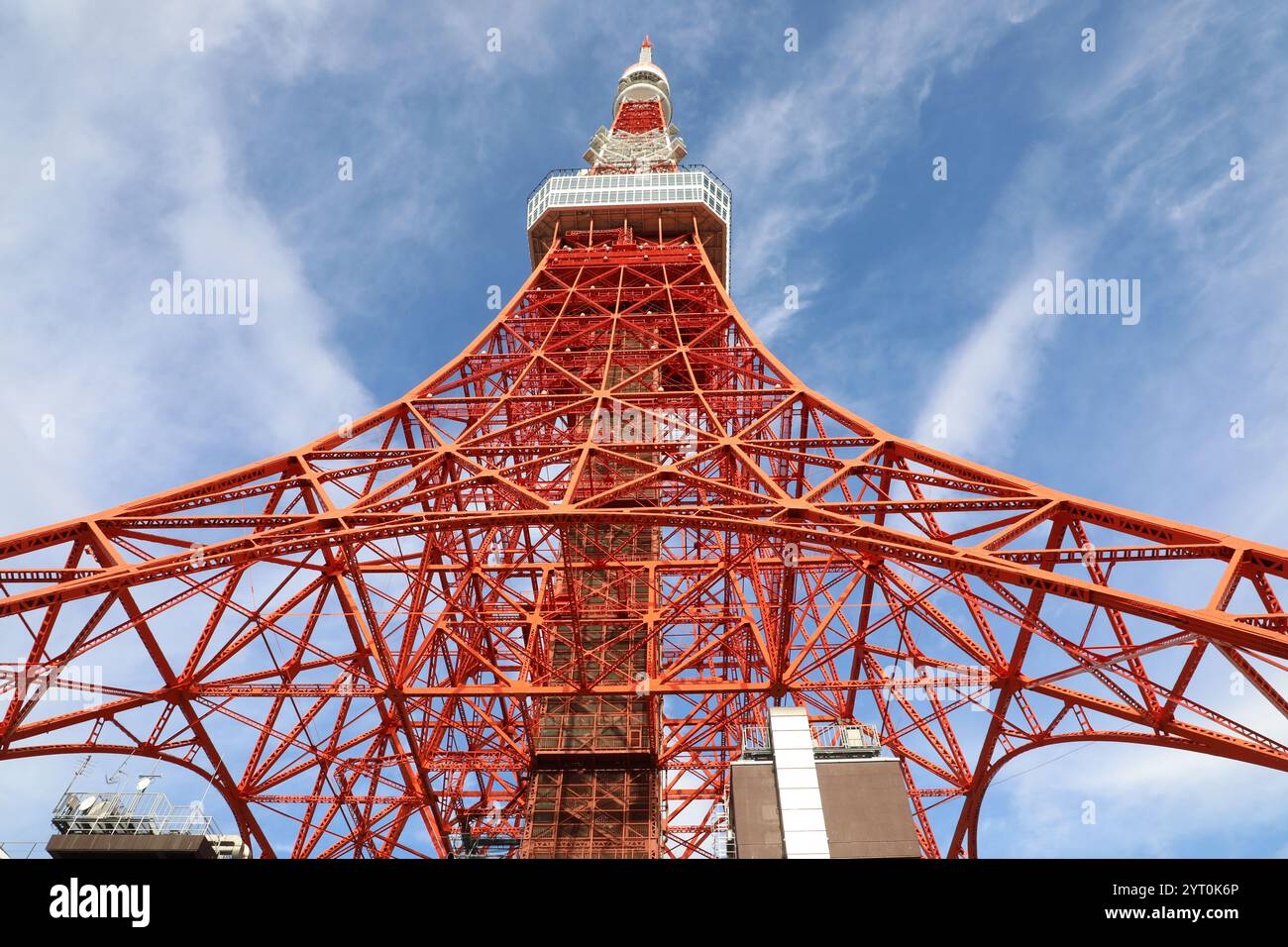 The 332.9 meter tall Tokyo Tower, officially Japan Radio Tower, a ...