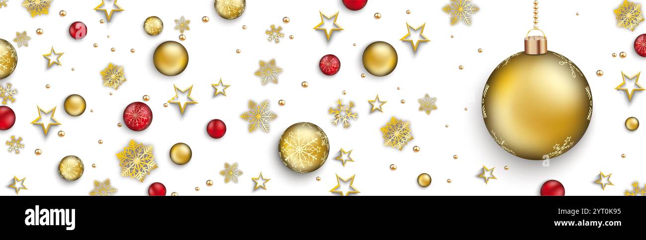 Merry Christmas Golden Snowflakes Empty Bauble White Header Christmas ...