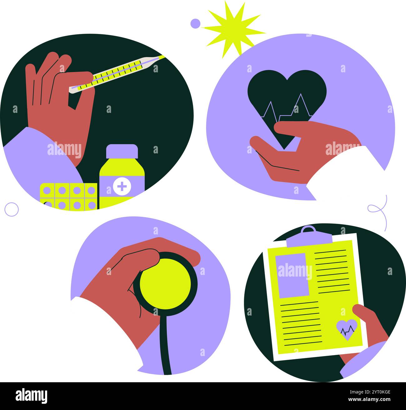 Medical Tools And Documents With Heart Symbol In Flat Vector ...