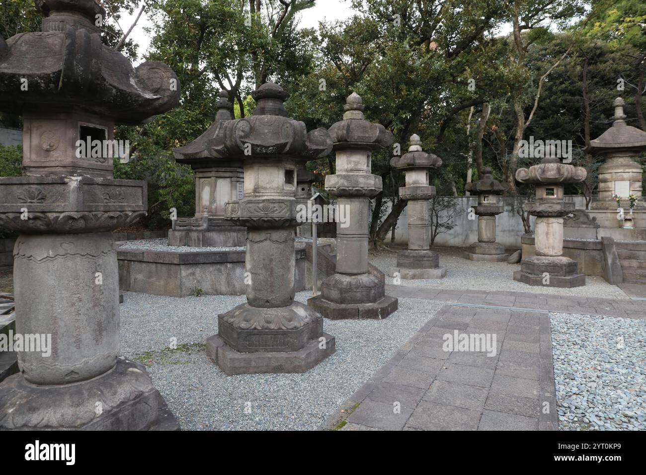 Tokugawa shogunate graveyard at Zojoji Temple in Minato, Tokyo, Japan ...