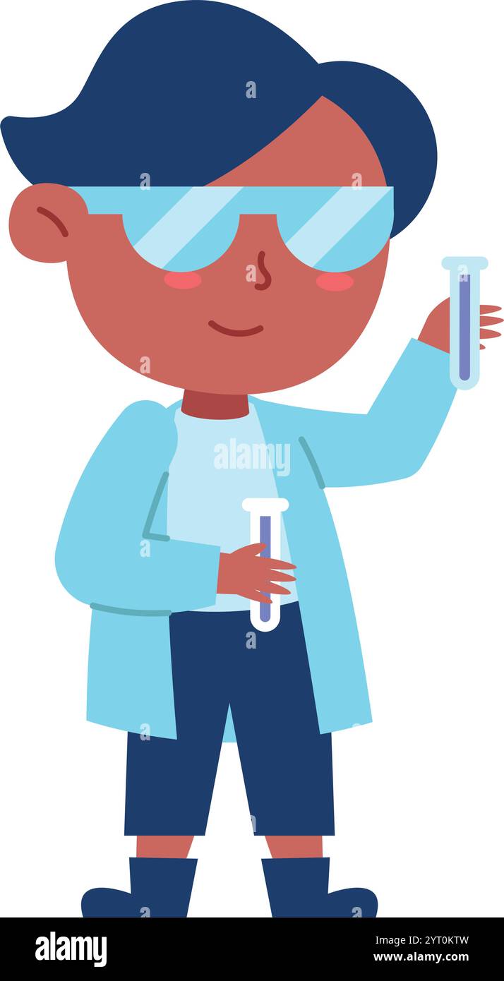 scientist boy with glassware laboratory Stock Vector Image & Art - Alamy