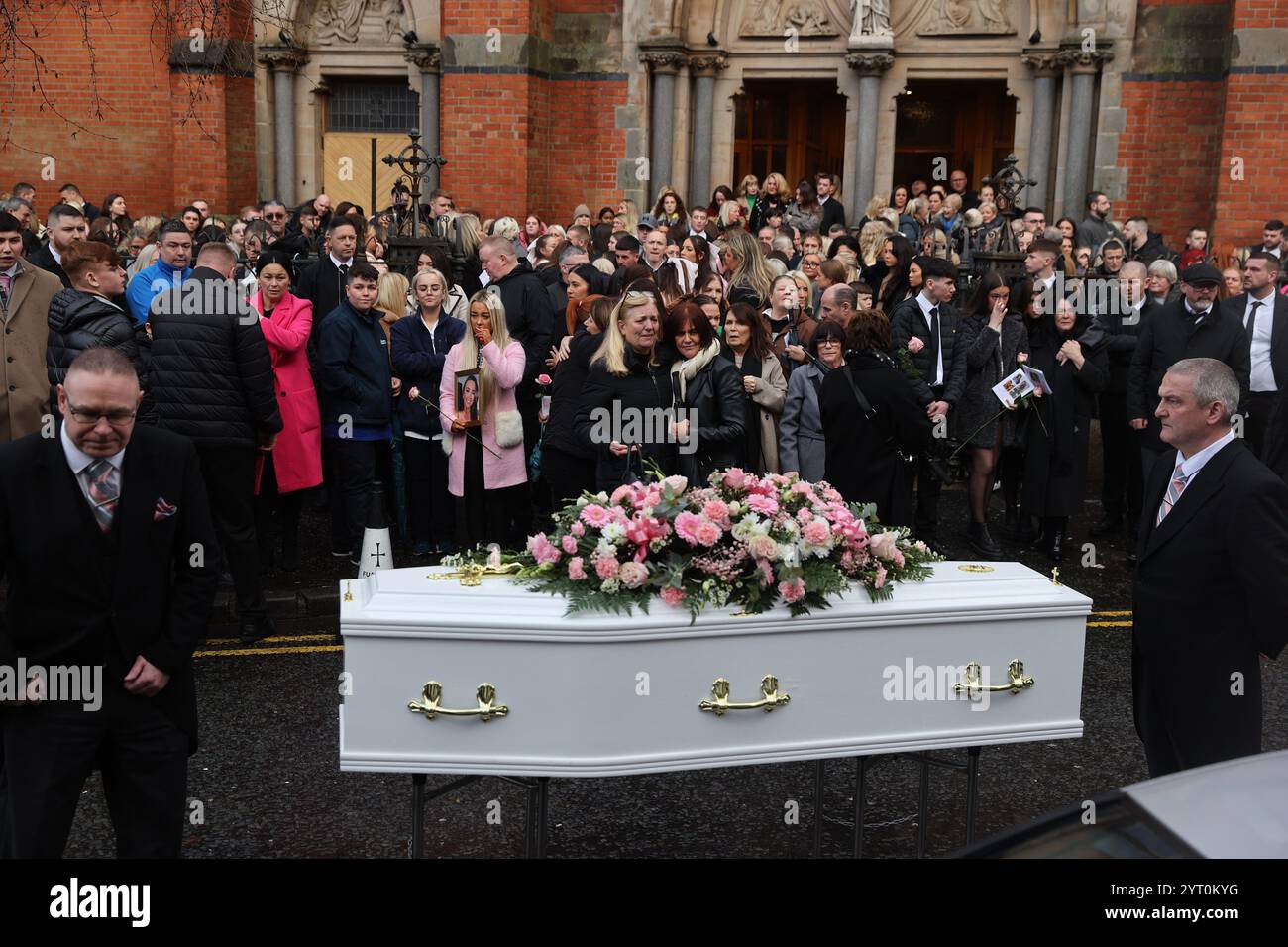 Family and friends of Chloe Ferris gather after her funeral mass at St ...