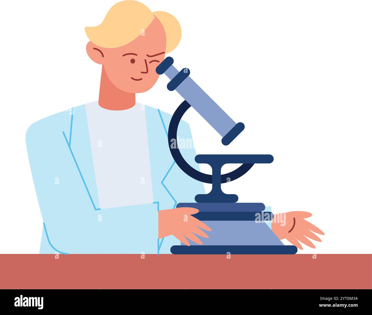 scientist man with microscope Stock Vector Image & Art - Alamy