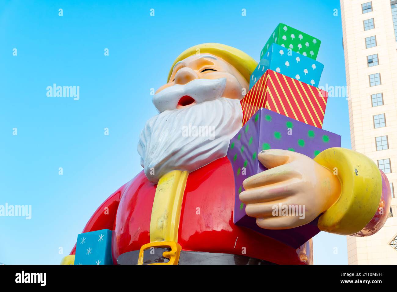 giant santa claus model in the outdoor at horizontal composition Stock ...