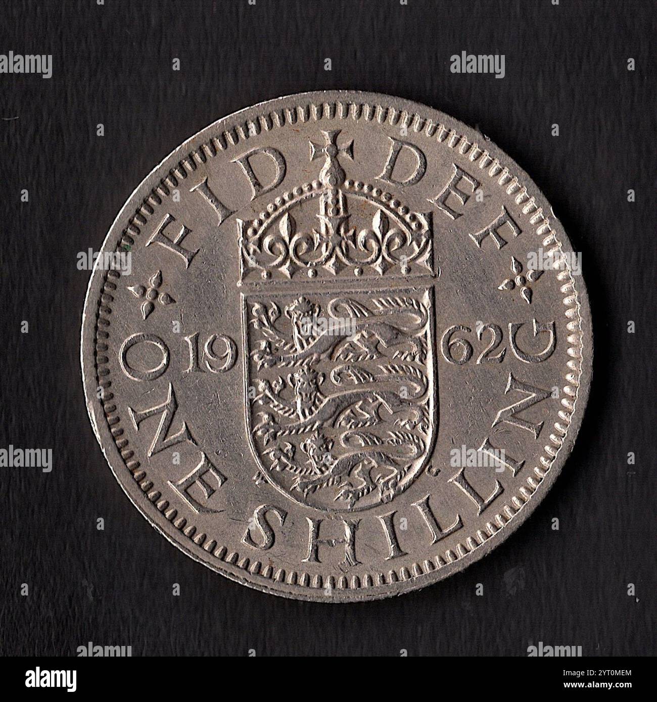 The back of a vintage Queen Elizabeth II shilling from Great Britain on ...