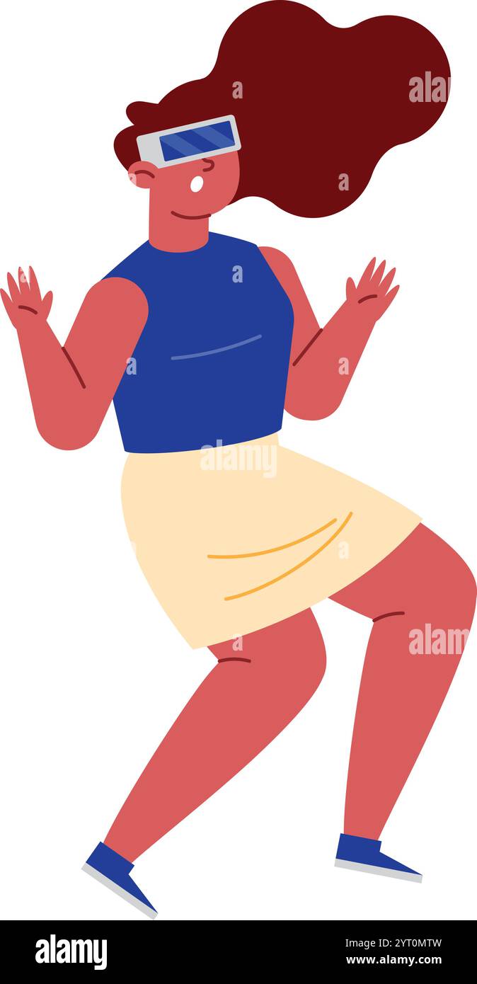 Illustration woman using vr Stock Vector Images - Alamy