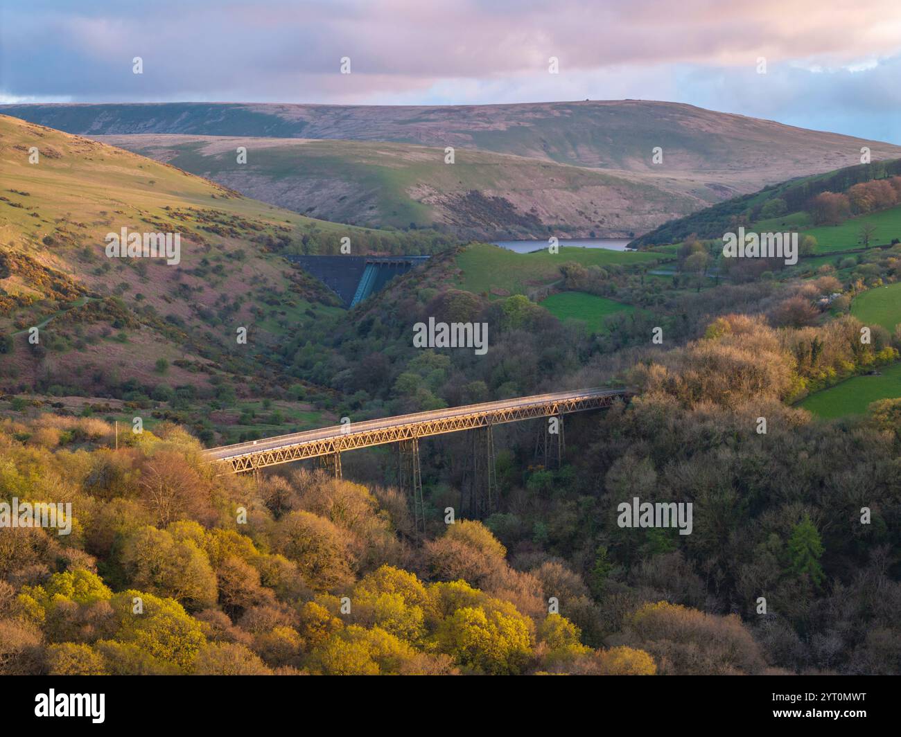 Aerial vista of Meldon Viaduct near Okehampton in Dartmoor National ...