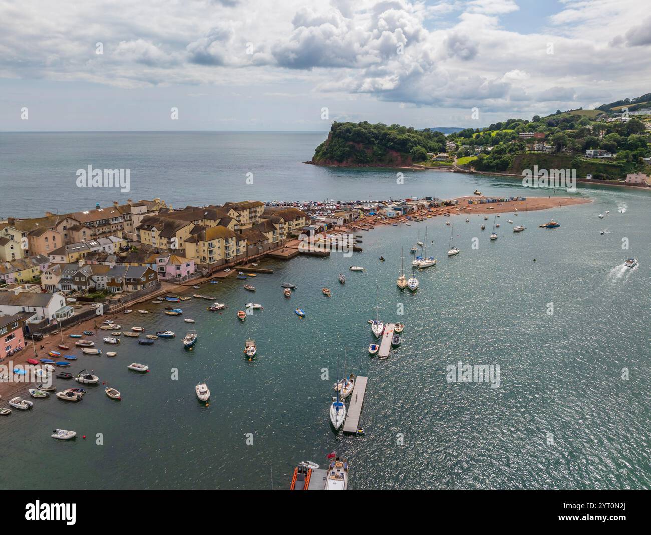 Aerial view of Teignmouth and Shaldon Ness, Devon, England. Summer ...