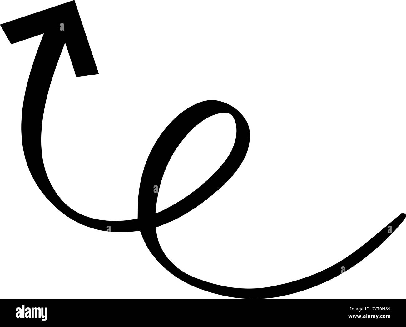Continuous line drawing forming a stylized upward pointing arrow with a playful, swirling tail ...