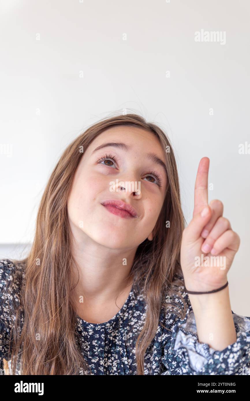 People emotions. Smiling happy good-looking girl giving advice Stock ...