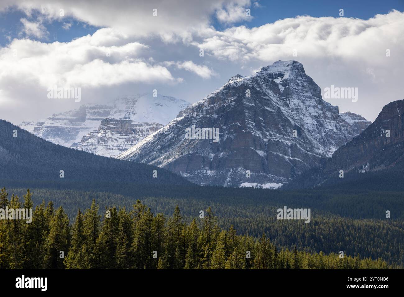 Haddo Peak mountain in the Canadian Rockies, Banff National Park, Alberta, Canada. Autumn ...