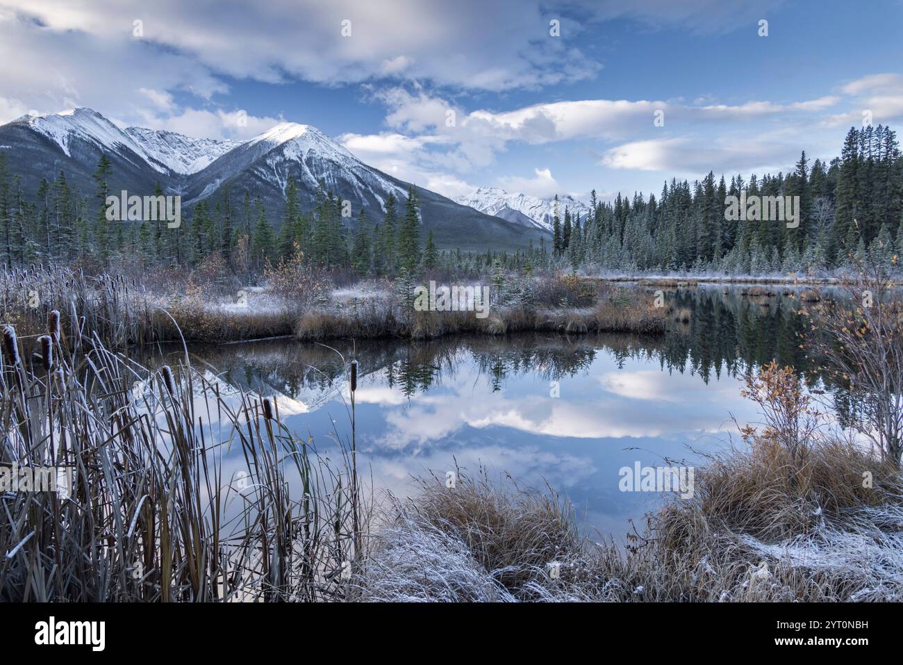 Chill morning at Vermillion Lakes in the Canadian Rockies, Banff ...