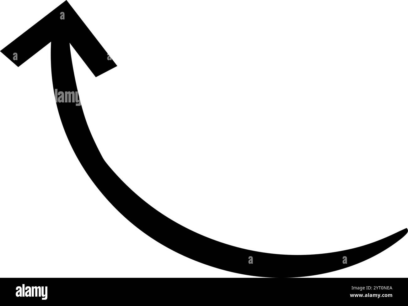 Hand drawn upward arrow gracefully illustrating a curved path ...