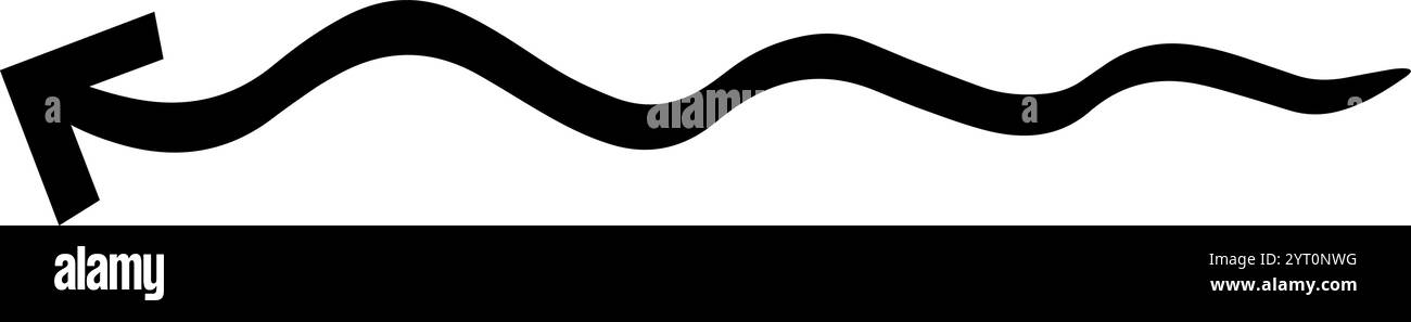 Wavy black arrow pointing left, symbolizing direction and movement ...
