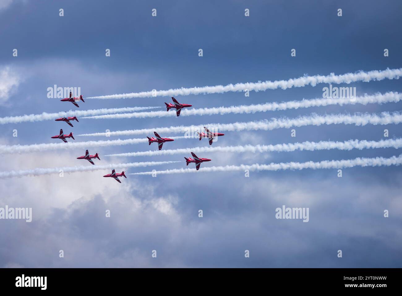 The Red Arrows performing an aerial display at Teignmouth Air Show ...