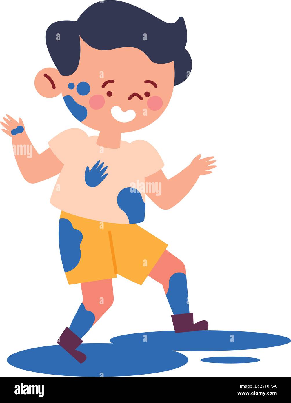 Happy school boy paint Cut Out Stock Images & Pictures - Alamy