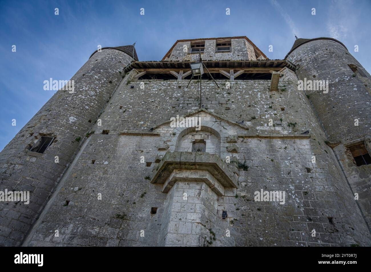 Provins, France - 11 30 2024: View detail of the Caesar Tower fortified ...