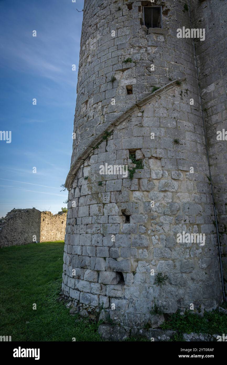 Provins, France - 11 30 2024: View detail of the Caesar Tower fortified ...