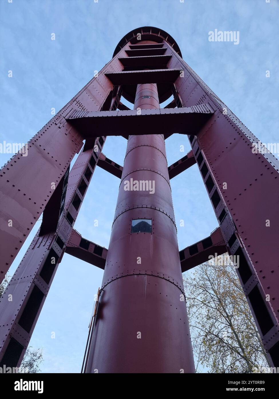 Historic 50-meter-high steel water tower for steam locomotive in Nature ...