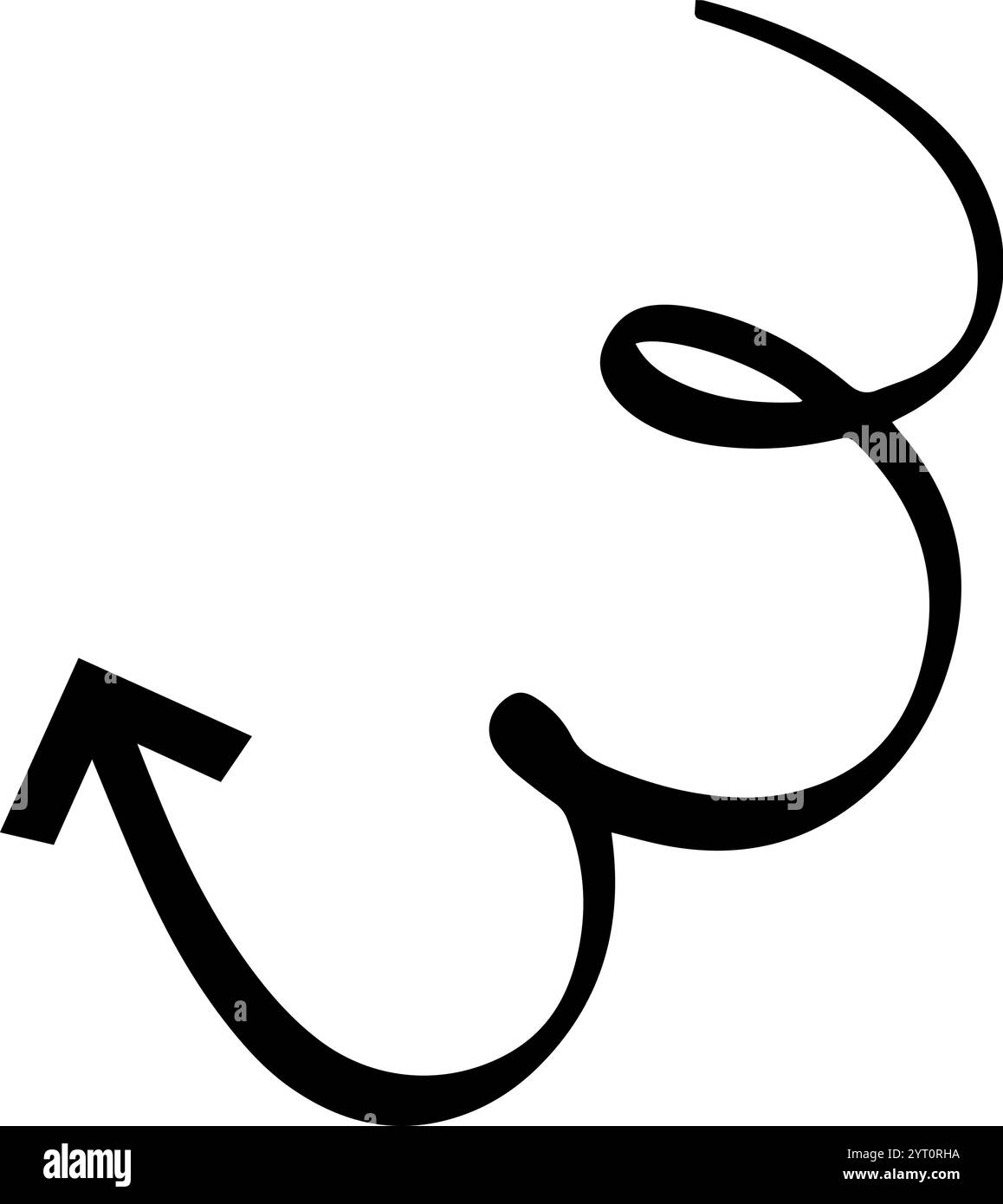 Continuous line drawing creating a curved arrow pointing upwards, representing a winding journey ...