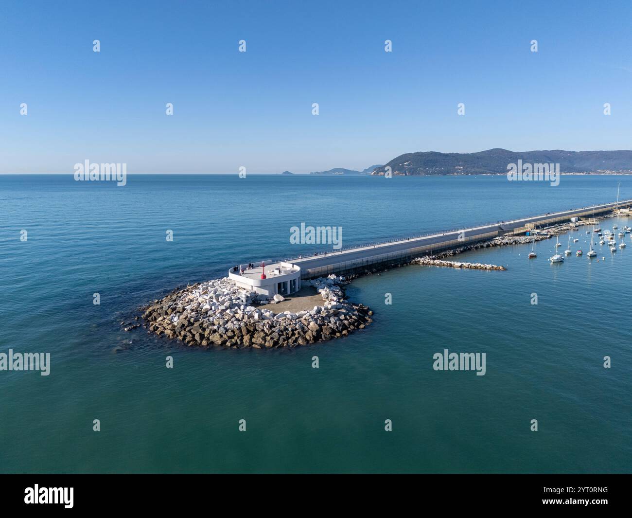Aerial view of the new waterfront built on the breakwater of the ...