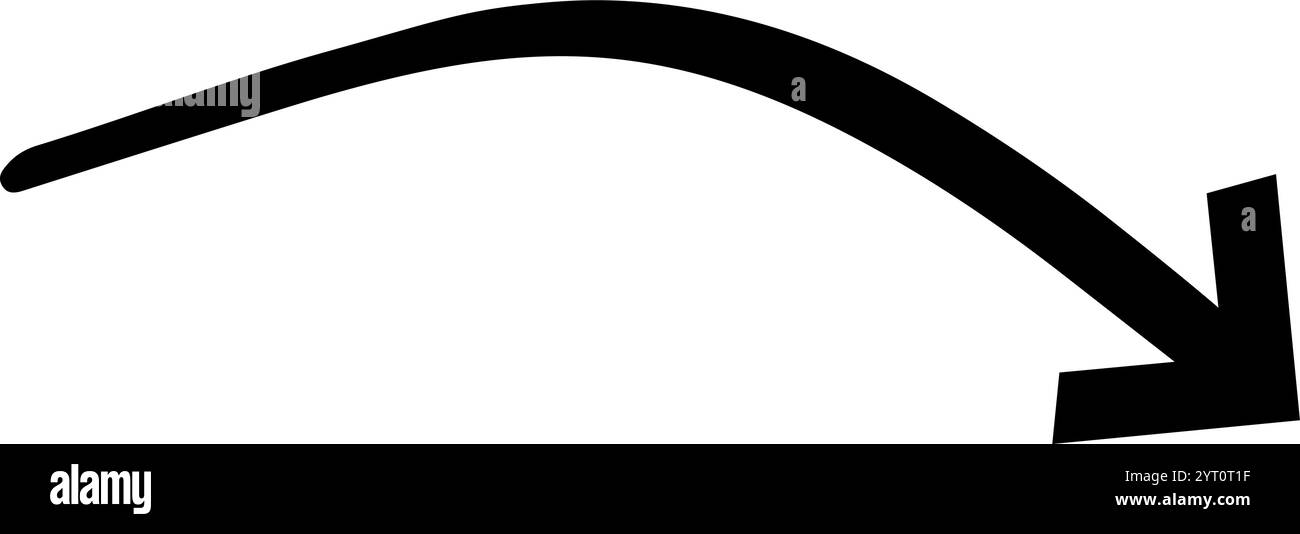 Single black hand drawn arrow curving downwards, effectively ...