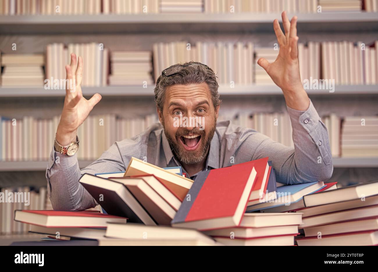 back to school. university education with book. school teacher loves ...