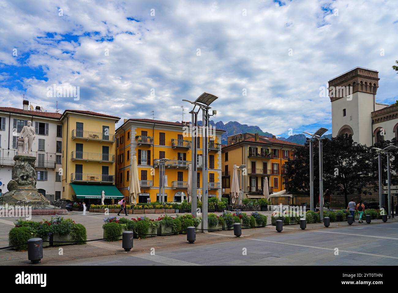 LECCO, ITALY –12 JULY 2024- Street view of Lecco, a town at the end of ...