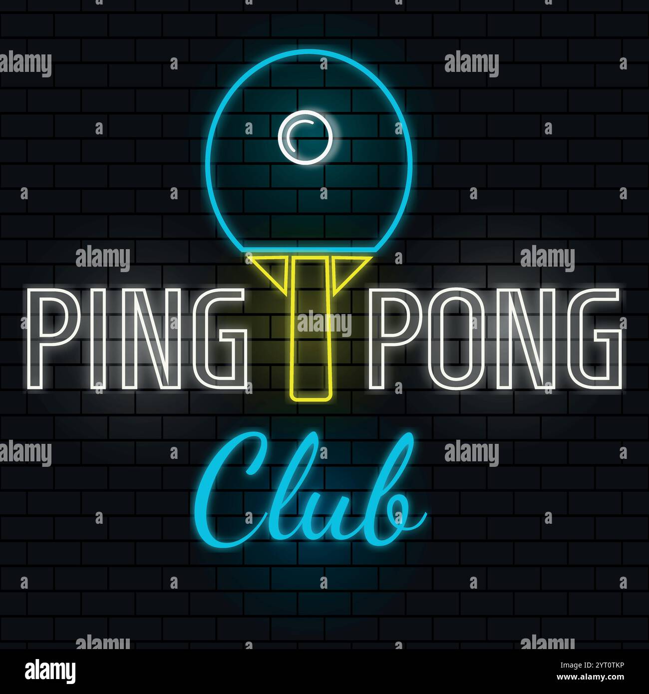 Ping pong club. Bright neon illustration Stock Vector Image & Art - Alamy