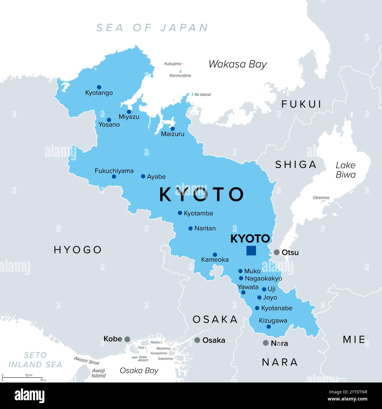 Kyoto Prefecture of Japan with capital of the same name, political map ...