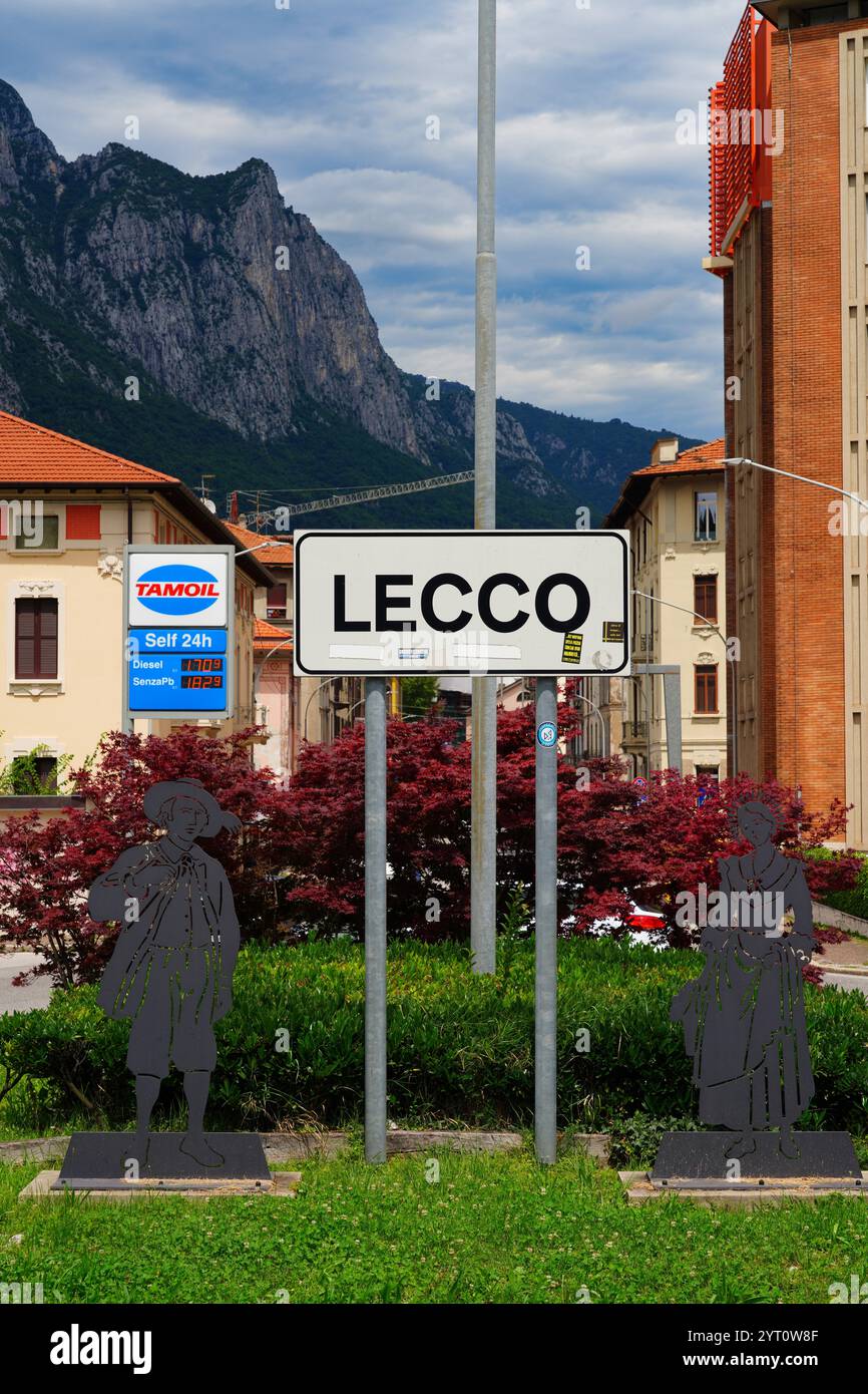 LECCO, ITALY –12 JULY 2024- Street view of Lecco, a town at the end of ...