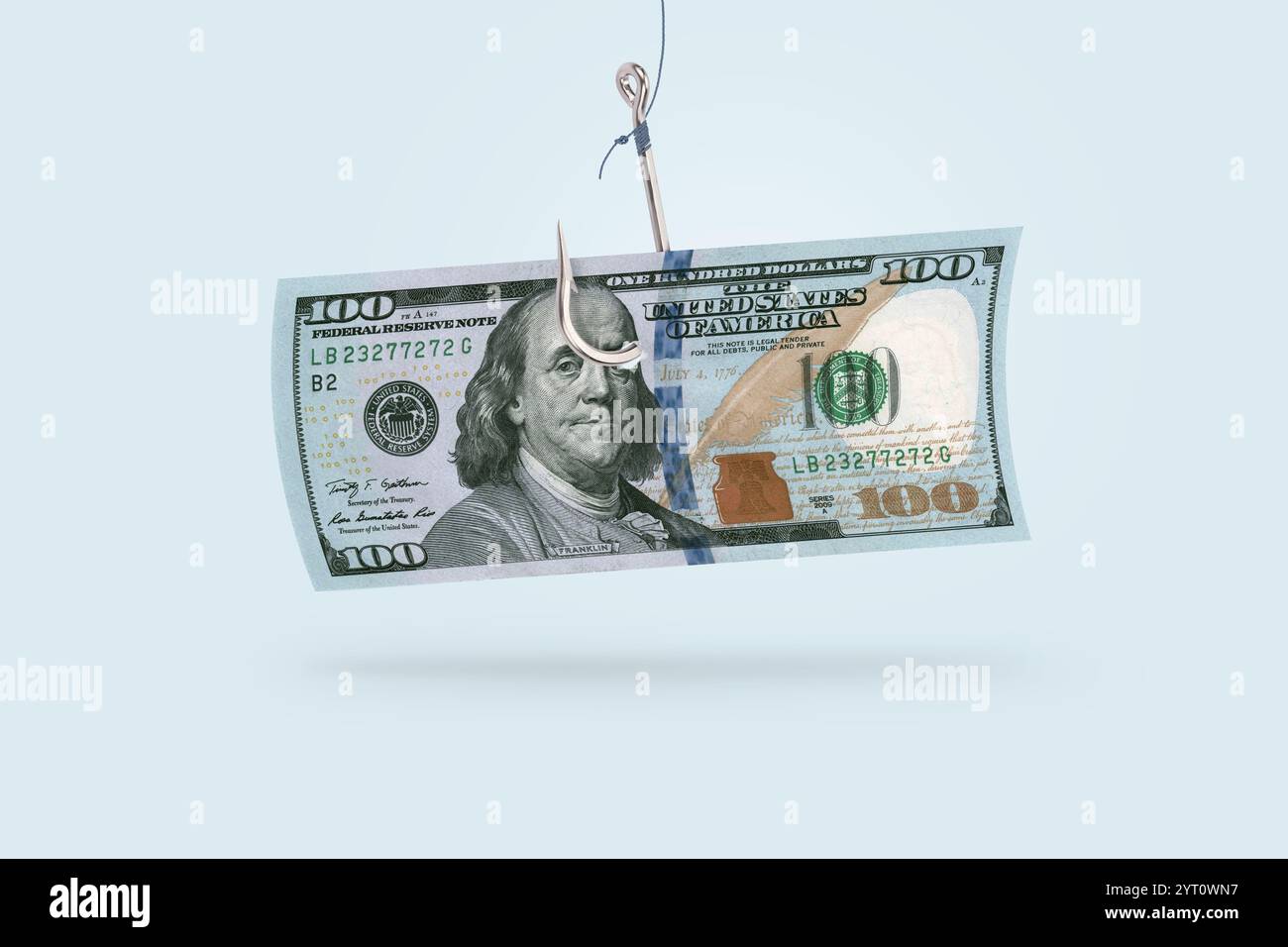 100 dollars on a hook, creative idea. Business and scam projects ...