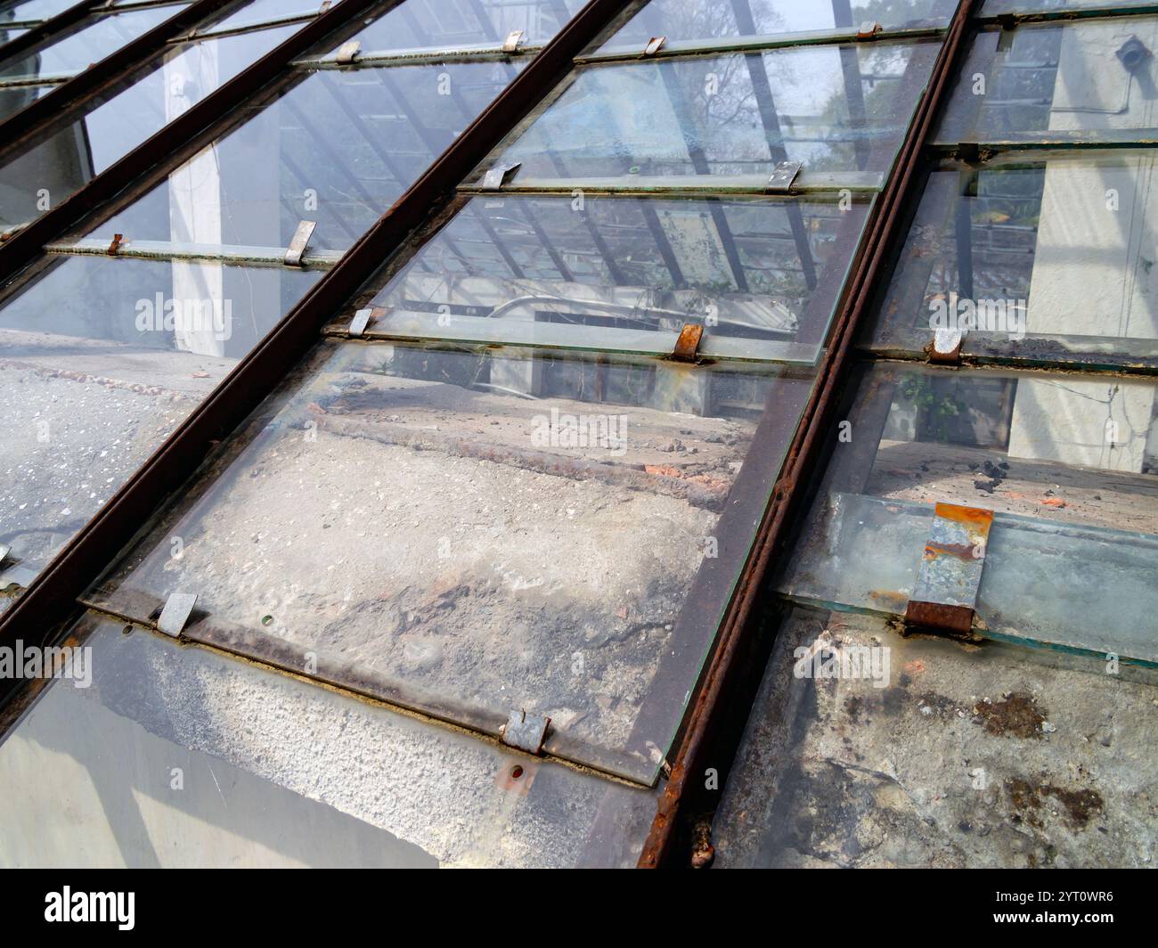 Greenhouse glazing made from glass scraps Stock Photo - Alamy