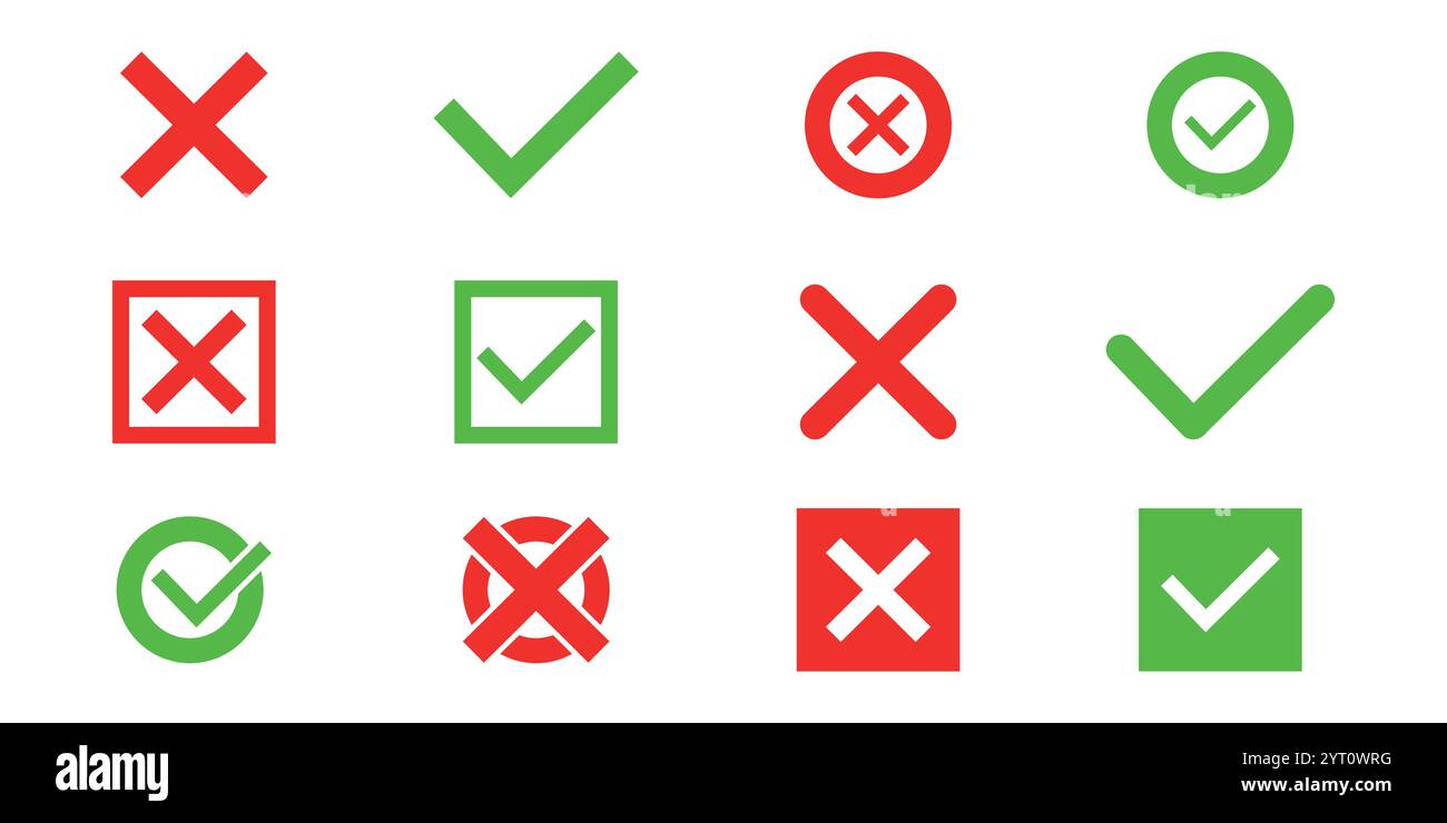 Checkmark and cross icons verification sign hi-res stock photography ...