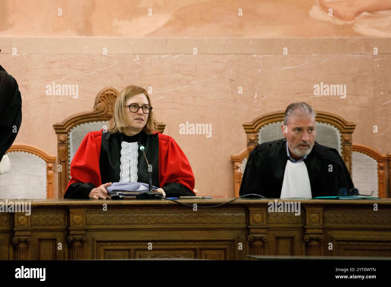 Court chairwoman Anne Leclercq pictured during the first day of the assize trial of Daoud ...