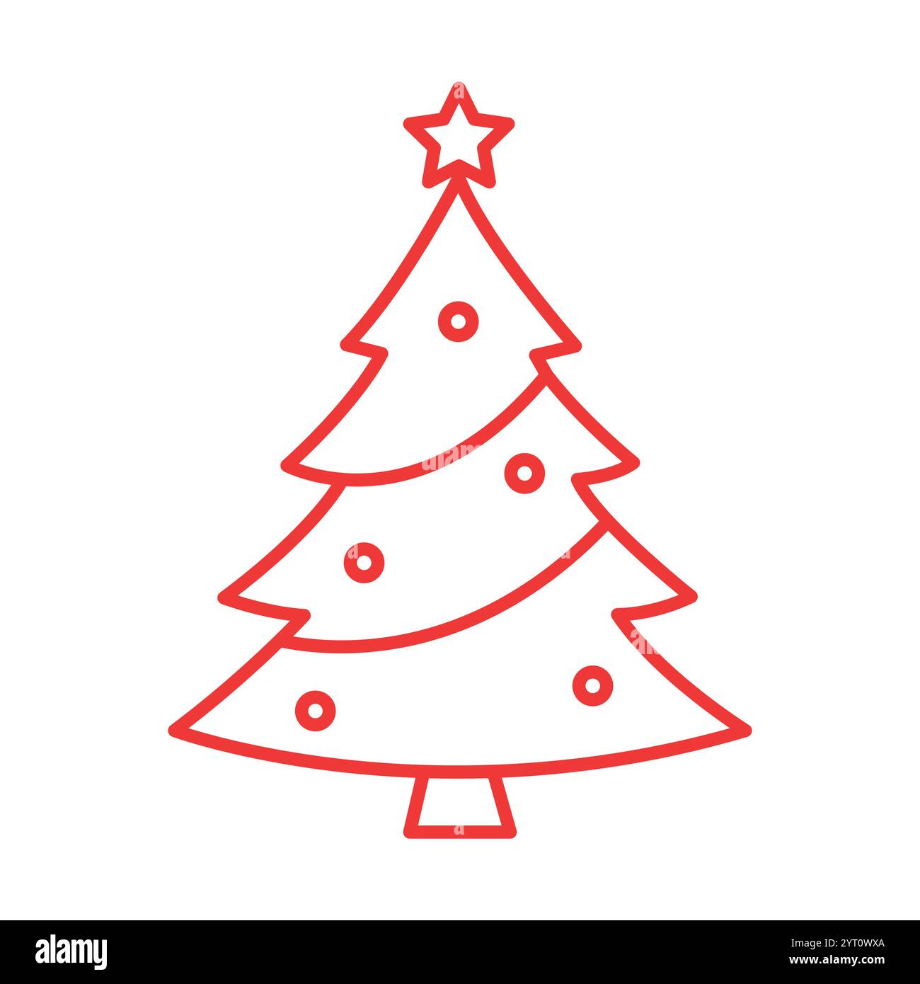 Christmas tree icon, simple red outline, minimalist design, white ...