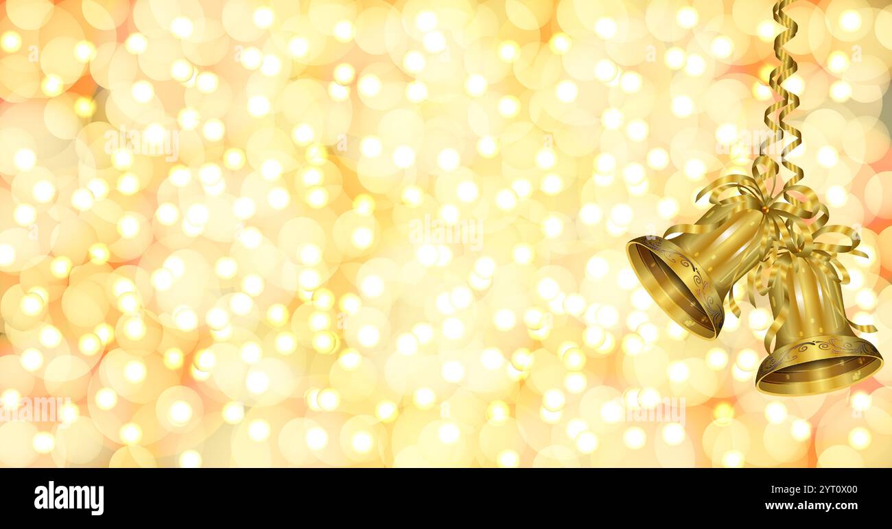 Christmas and new year's template. Bokeh golden background, shiny gold ...